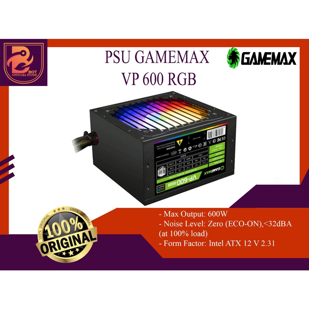 Jual Gamemax VP-600 RGB 600W Value Performance Gaming Power Supply Original Garansi Resmi ...