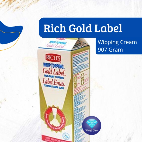 Jual RICH GOLD label Non dairy whipping Cream 907gr,Shine Road,TRANS ...