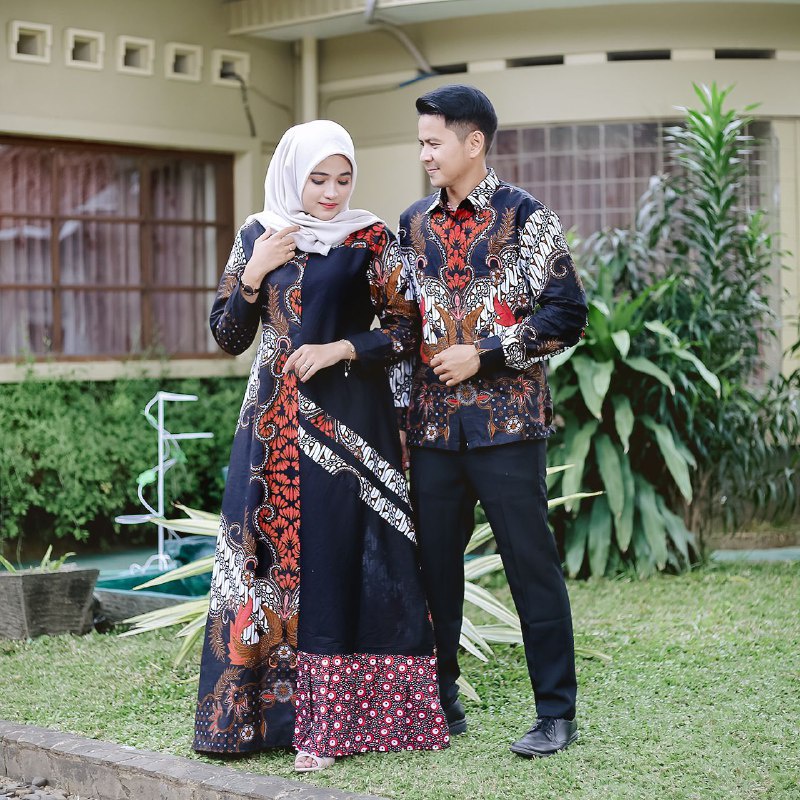 Jual Couple Gamis Kombinasi Batik Mosscrepe Size Jumbo Model ...