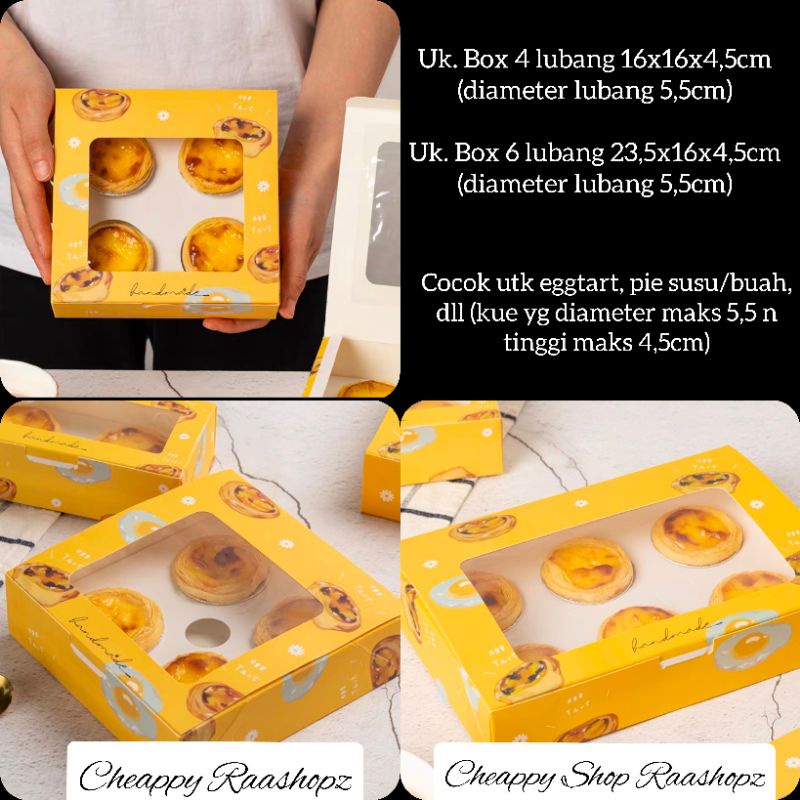 Jual satuan box isi 4 Eggtart box isi 6 egg tart lmbox pie buah box pie ...