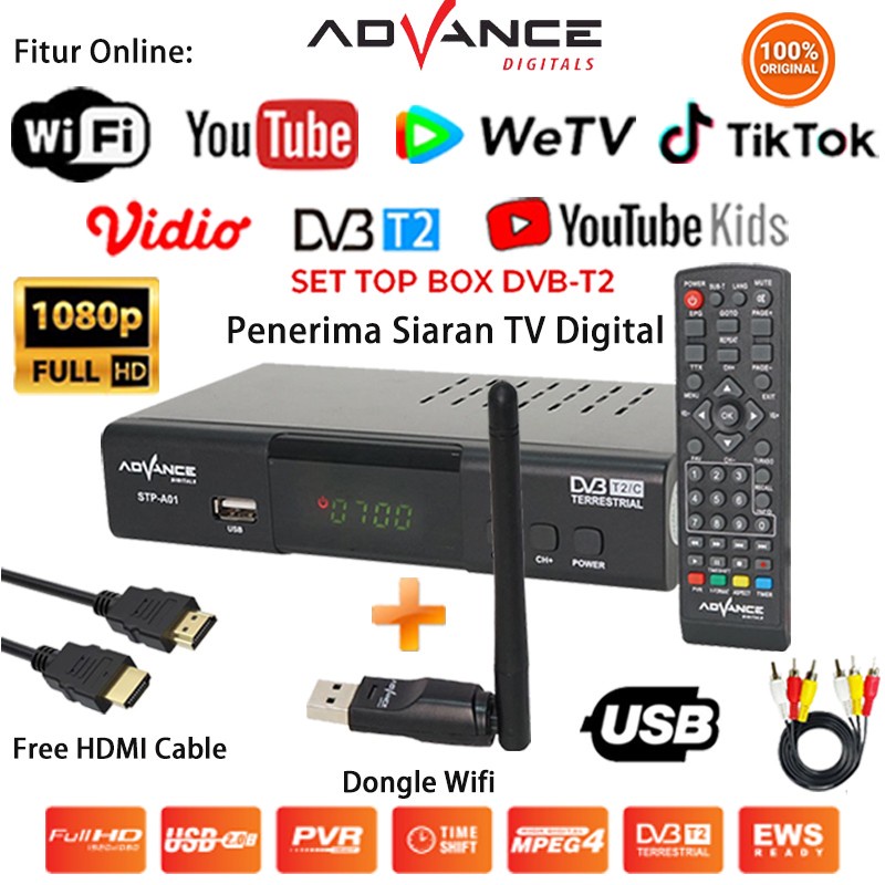 Jual paket hemat Advance STP-A01 Set Top Box TV Digital Receiver - STB+wifi+HDMI-Garansi resmi ...