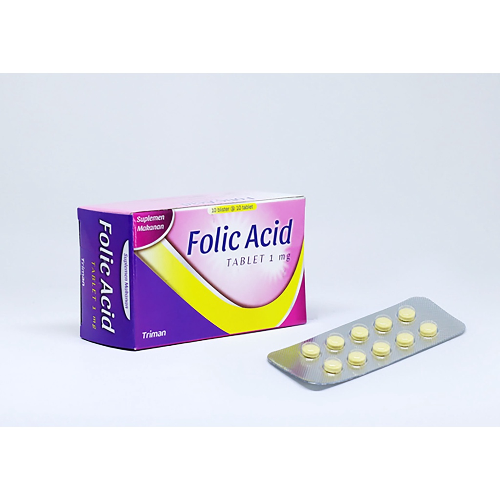 Jual FOLIC ACID 1 MG BOX ISI 100 TABLET TRIMAN - Asam folat untuk ...
