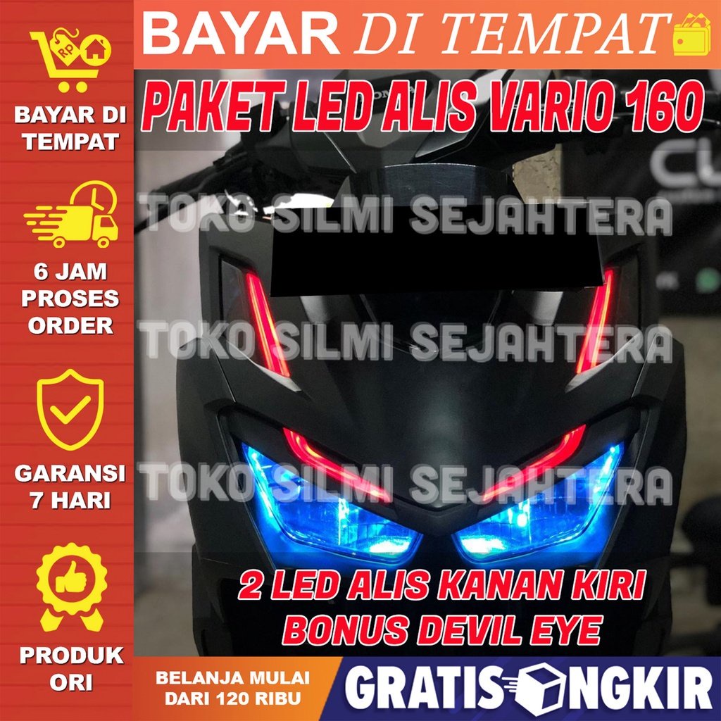 Jual PAKET LAMPU ALIS VARIO 160 BONUS DEVIL EYES LAMPU ALIS DRL ALL NEW ...