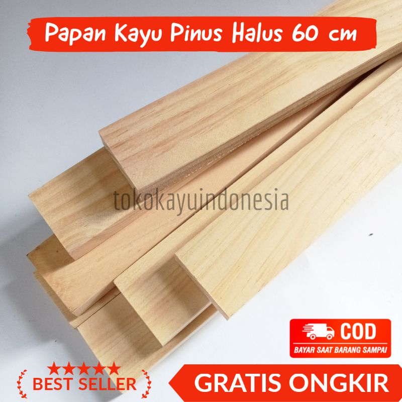 Jual Papan Kayu Pinus Halus Tanpa Mata Kayu Panjang 60 cm Lebar 3,5 cm ...