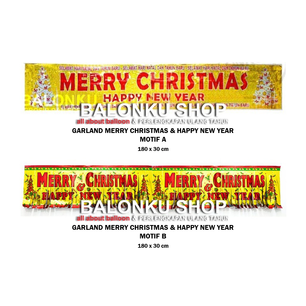 Jual Banner Natal / Garland Natal Rumbai / Garland Happy New Year ...