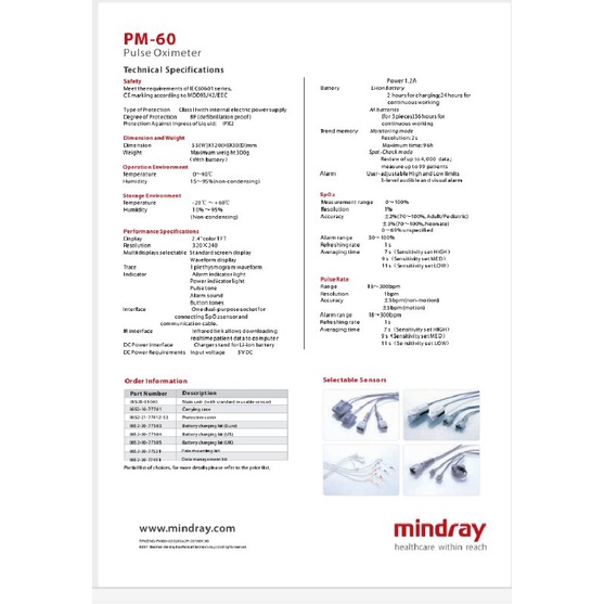 Jual Pull Oximeter Mindray pm60 | Shopee Indonesia