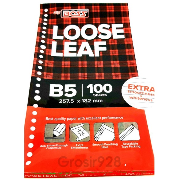 Jual Loose Leaf / Isi Kertas Binder Note Big Boss ukuran B5 100 lbr | Shopee Indonesia