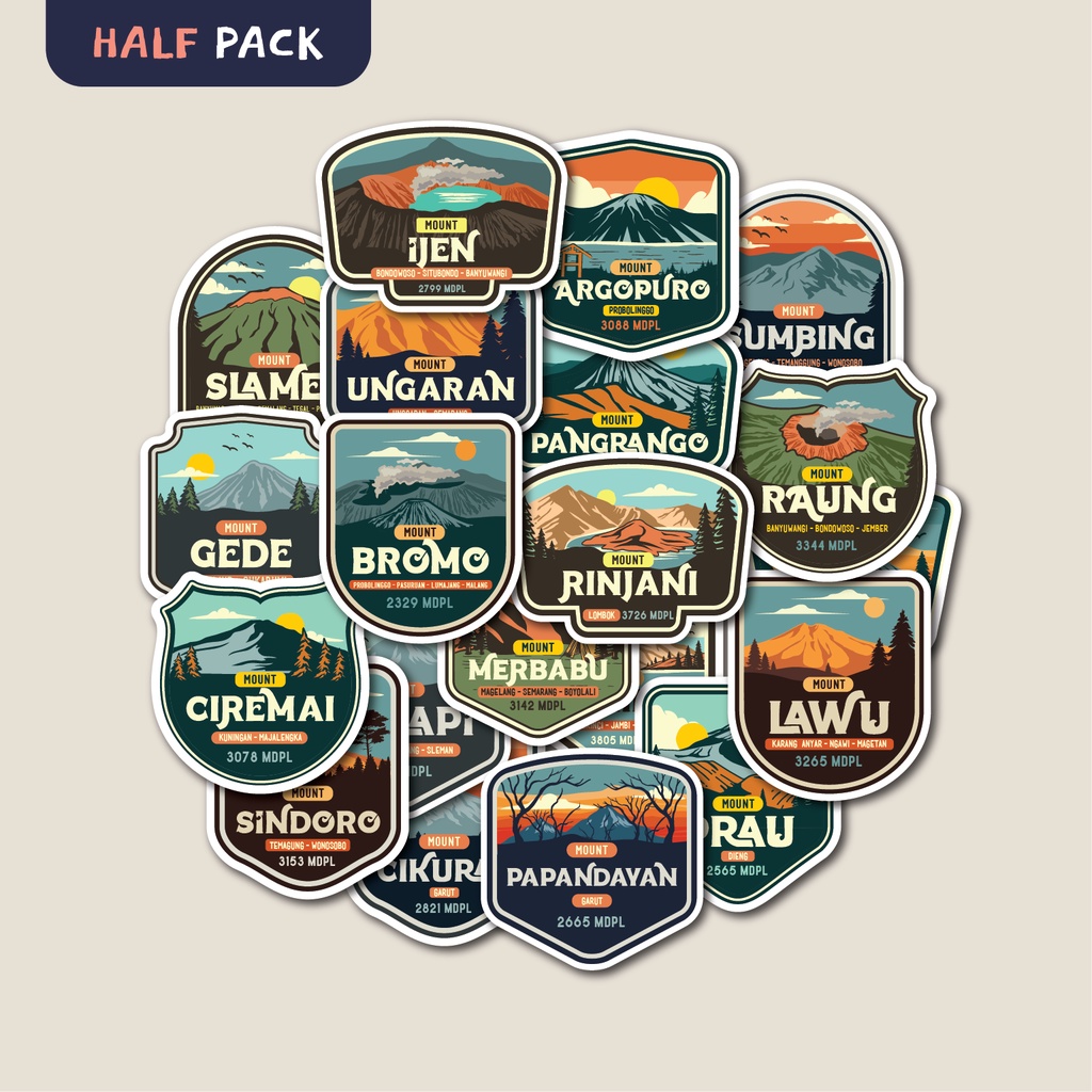 Jual STICKER PACK INDONESIA MOUNTAINS | STICKER GUNUNG INDONESIA ...