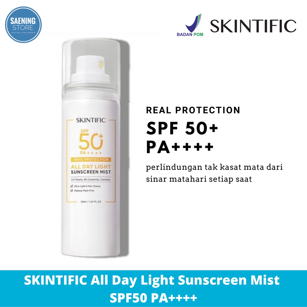 Jual SKINTIFIC All Day Light Sunscreen Mist SPF50 PA++++ Sunscreen Spray Anti UV Wajah/Body ...
