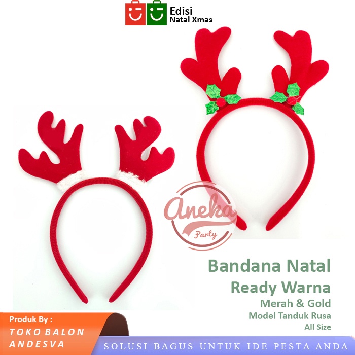 Jual Bando Natal Tanduk Rusa / Bando natal Christmas / bandana natal ...