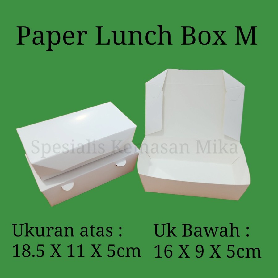 Jual [50 PCS] Paper Lunch Box Ukuran M Kemasan Makanan Food Grade ...