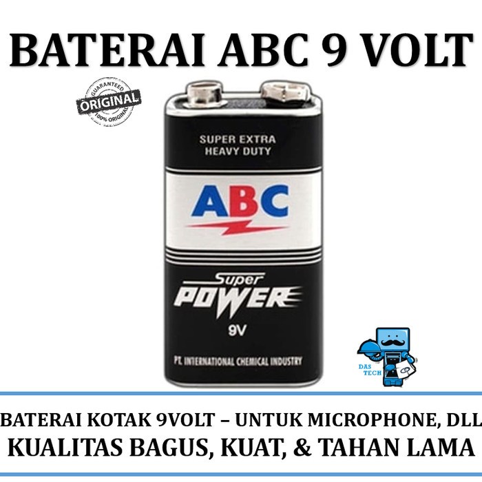 Jual Original ABC Baterai 9V Export Quality Super Power Heavy Duty 9 ...