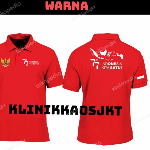 Jual BAJU - KAOS POLO KERAH HUT RI 77 INDONESIA SATU - KEMERDEKAAN RI 77 - Putih, S | Shopee ...