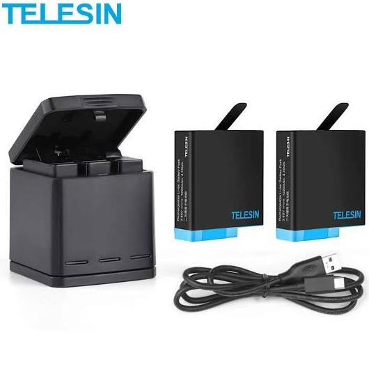 Jual Telesin 3 Channel Charging Box + 2 Battery For Gopro Hero 8/7/6/5 ...