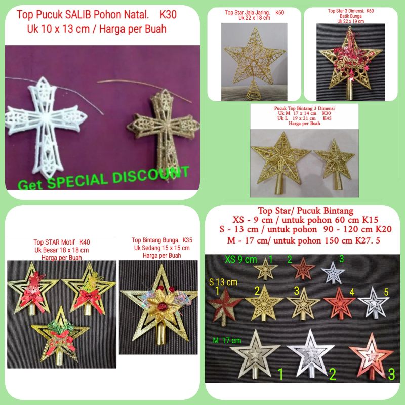 Jual Hiasan Ornamen Gantungan Top Pucuk Salib Pohon Natal Pajangan ...