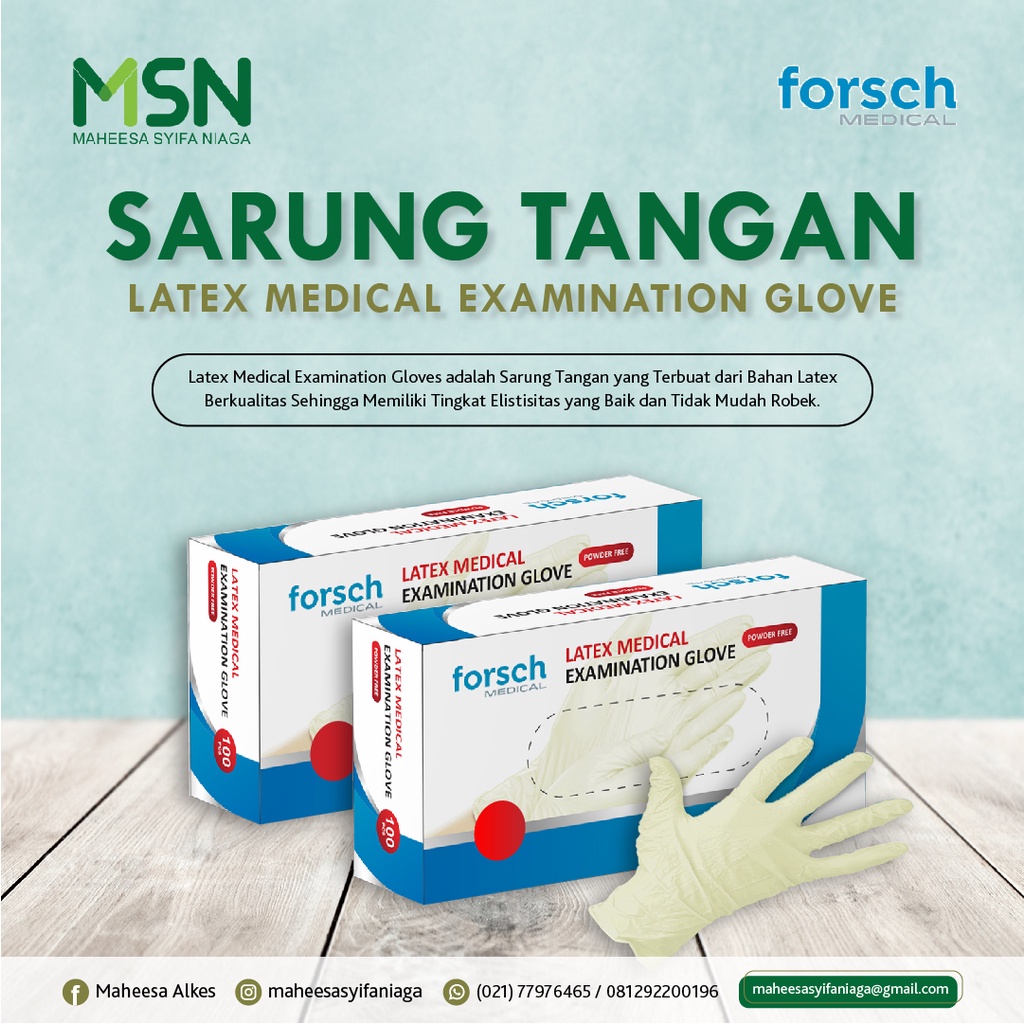 Jual Sarung Tangan Forsch Medical Latex Examination Gloves Free Powder ...