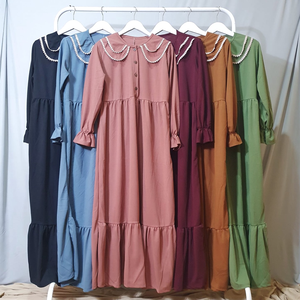 Jual Dailythings Gamis JUMBO BUSUI Lea Renda Kerah Ukuran Fit L sampai ...