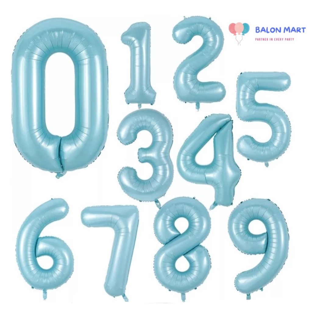 Jual Balon Foil Angka Biru Pastel 40inch/100cm | Shopee Indonesia