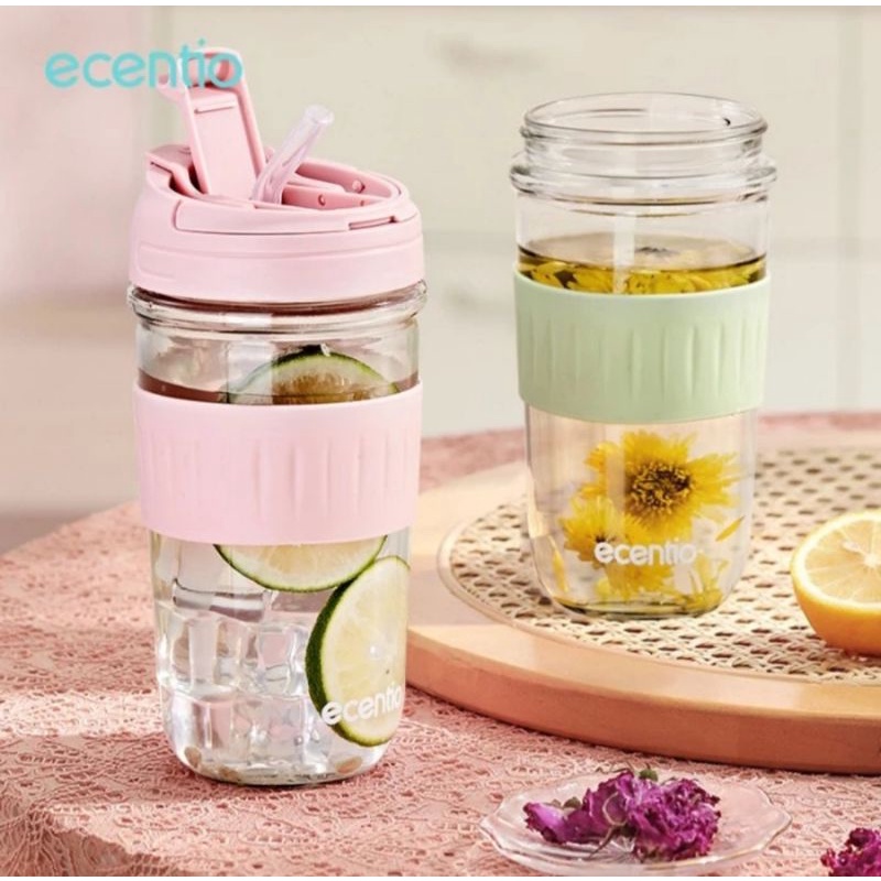 Jual Ecentio Botol Air Minum Kaca 500ml Trendy | Shopee Indonesia