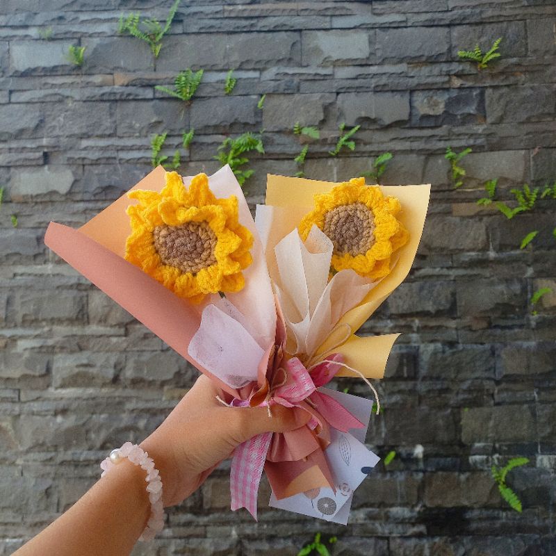 Jual mini bouquet crochet sunflowers | buket mini bunga matahari rajut ...