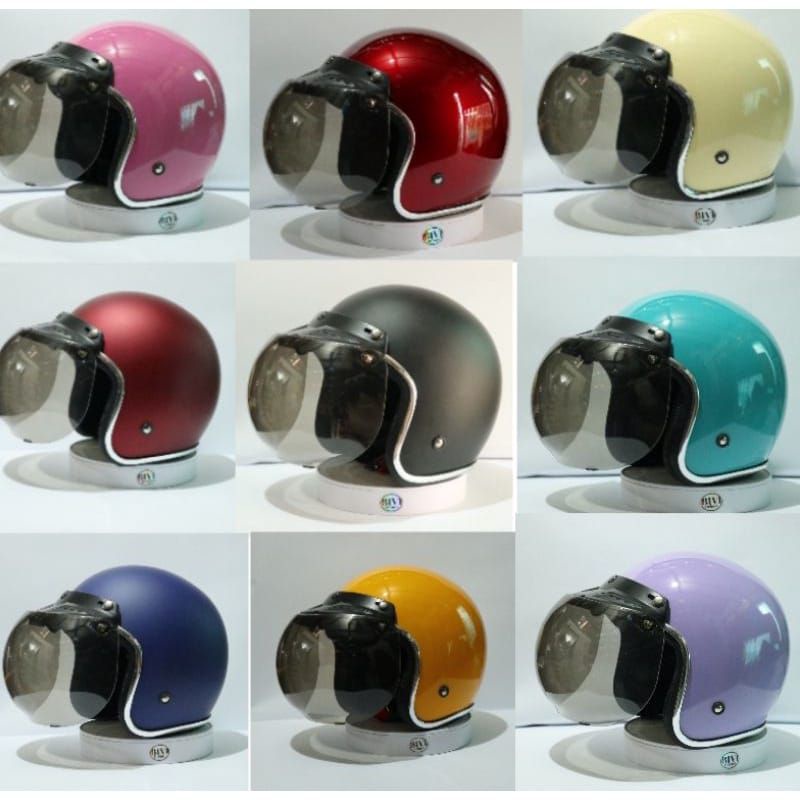 Jual Helm Bogo Retro List Chrome Kaca Cembung SNI Helmet | Shopee Indonesia