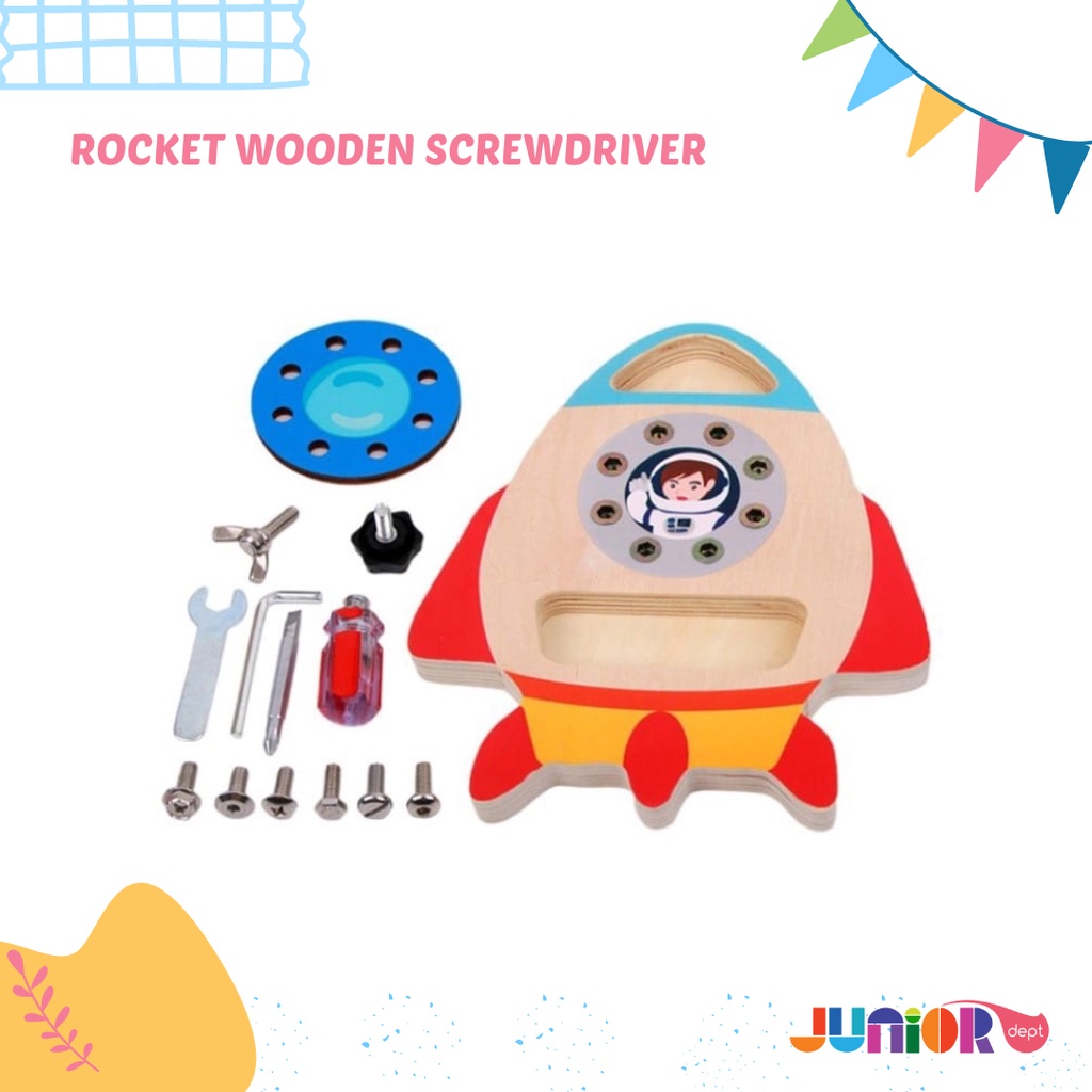Jual Rocket Wooden Screwdriver / Diy Rocket Fine Motor Skill Toy ...