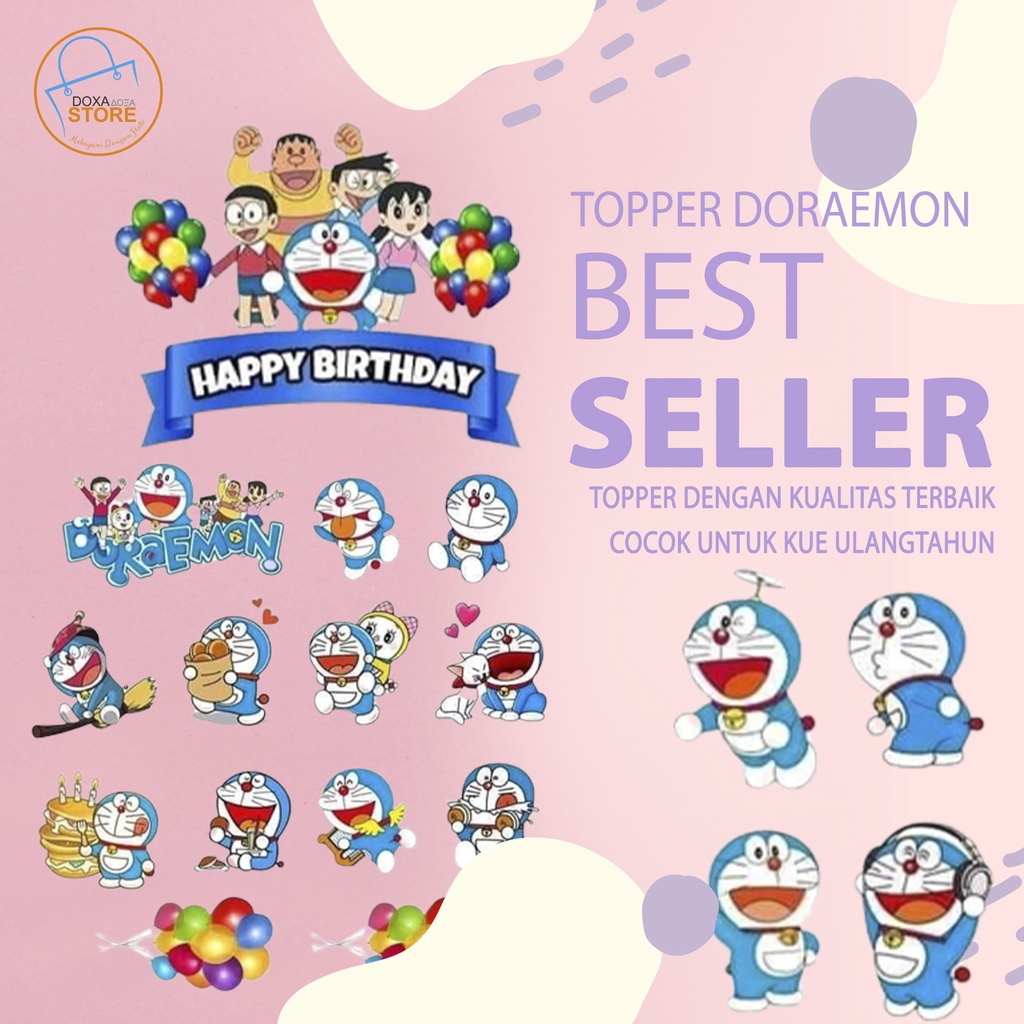 Jual Topper Cake Happy Birthday Costum DORAEMON 05 | Shopee Indonesia