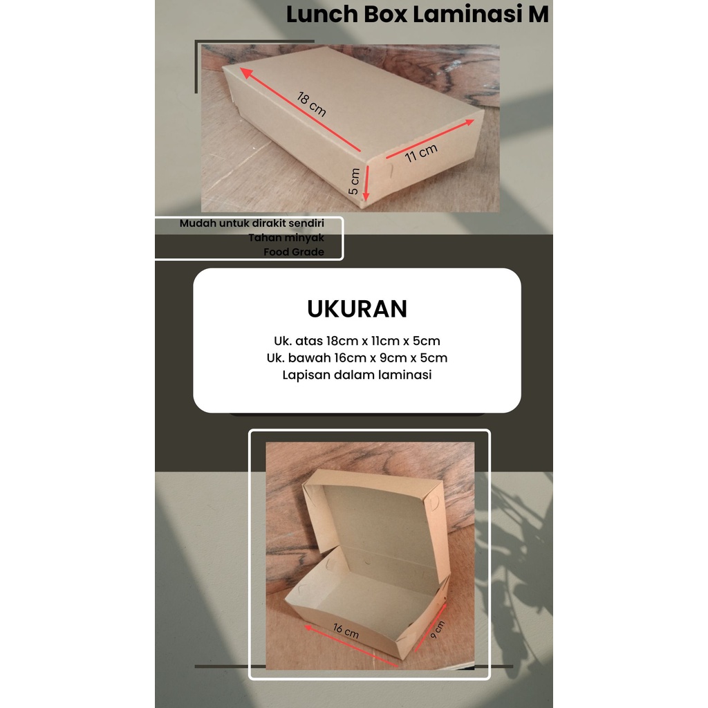 Jual Kraft Paper Lunch Box M - Lunch box panjang/box kraft rakitan ...