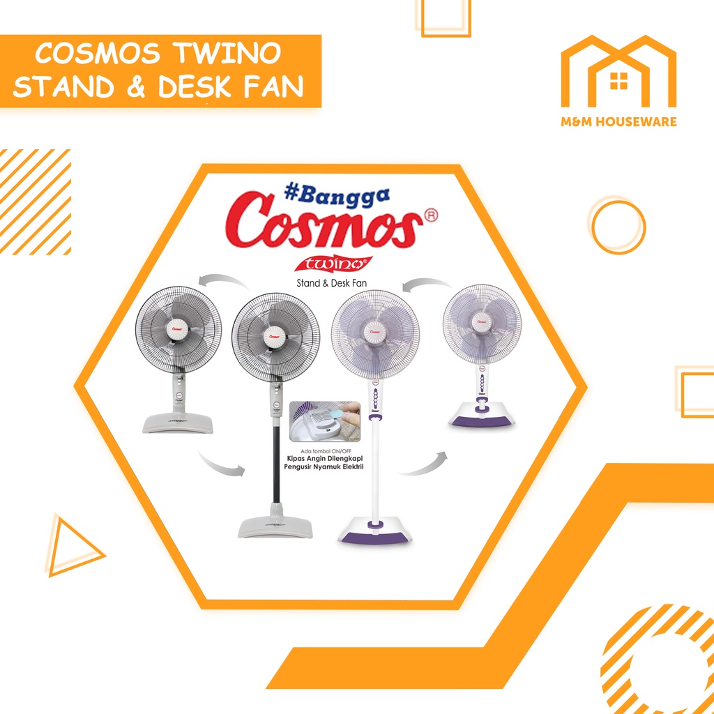 Jual COSMOS 2 in 1 STAND FAN DESK FAN 16SN / 16SEN ANTI NYAMUK 16 INCH ...