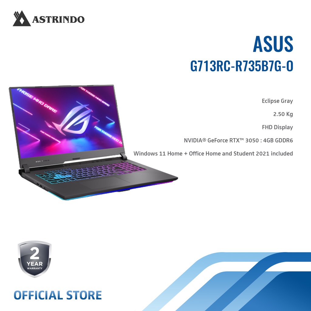 Jual ASUS ROG Strix R7-6800H/RTX3050_V4G/8G*2/512GB - G713RC-R735B7G-O ...