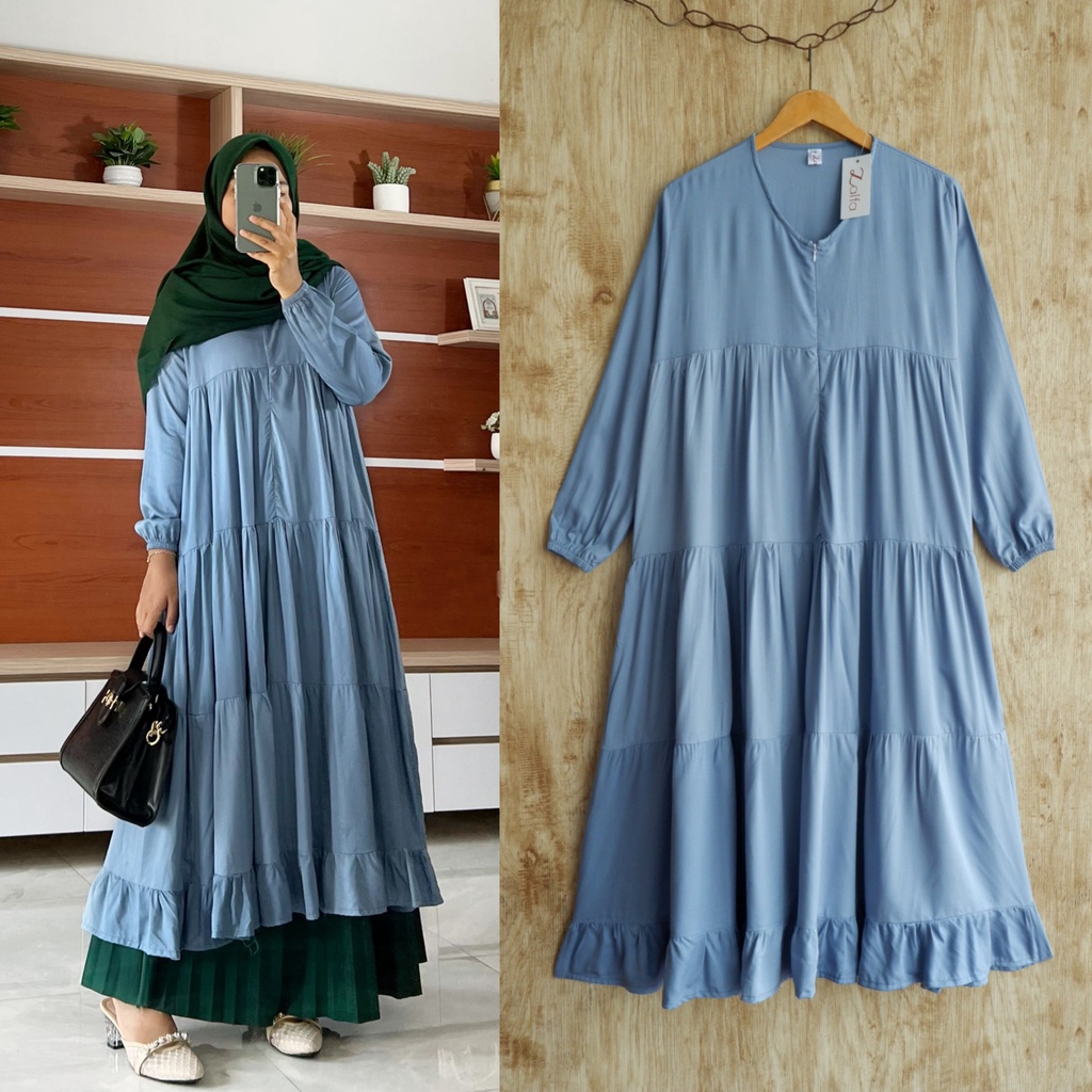 Jual AYANA MIDI by ZALFA OUTFIT / long tunik / dress polos / dress ...