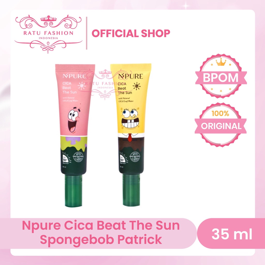 Jual NPURE Sunscreen BTS SPONGEBOB PATRICK cica beat the sun spf 50 PA ...