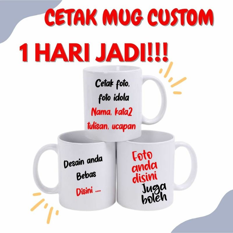 Jual mug gelas custom foto sendiri | desain bebas sesuai permintaan ...