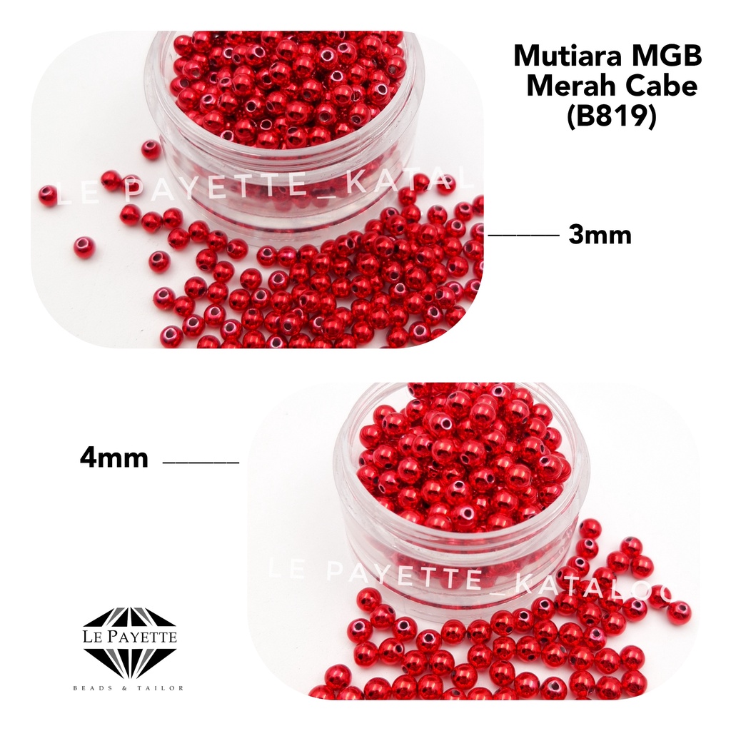Jual MUTIARA MGB MERAH CABE (B819) SIZE (3mm&4mm) | Shopee Indonesia