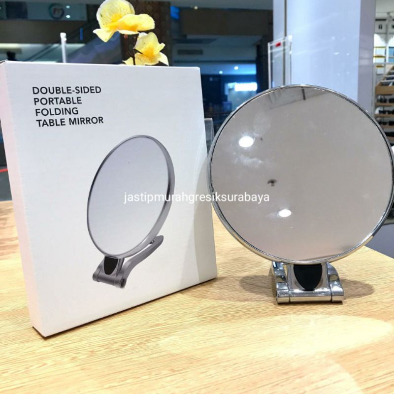 Jual DOUBLE SIDED PORTABLE FOLDING TABLE MIRROR MINISO CERMIN MINISO ...
