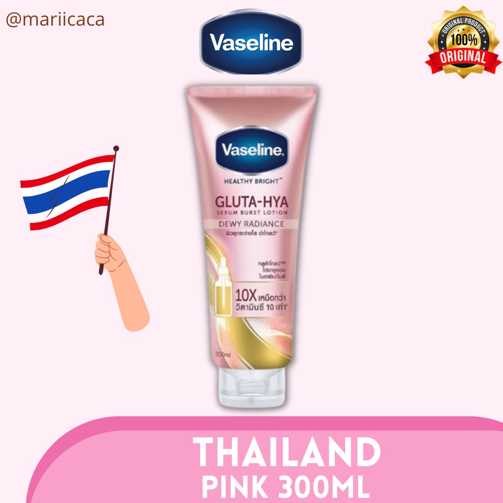 Jual Vaseline Gluta Hya Serum Burst UV Lotion - Dewy Radiance PINK Thailand | Shopee Indonesia