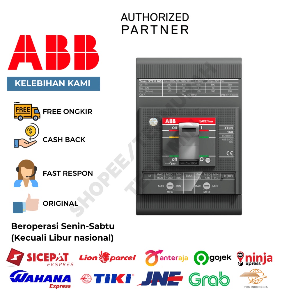 Jual ABB MCCB 3P 70KA 100A XT2H 160 TMA 100-1000 3P F F 1SDA067602R1 ...
