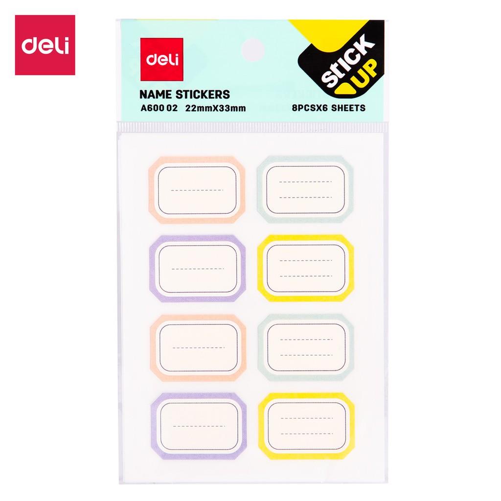 Jual Sticky Note Nama / Sticker Buku Anak / Sticker Nama DELI 8 pcs 6 ...