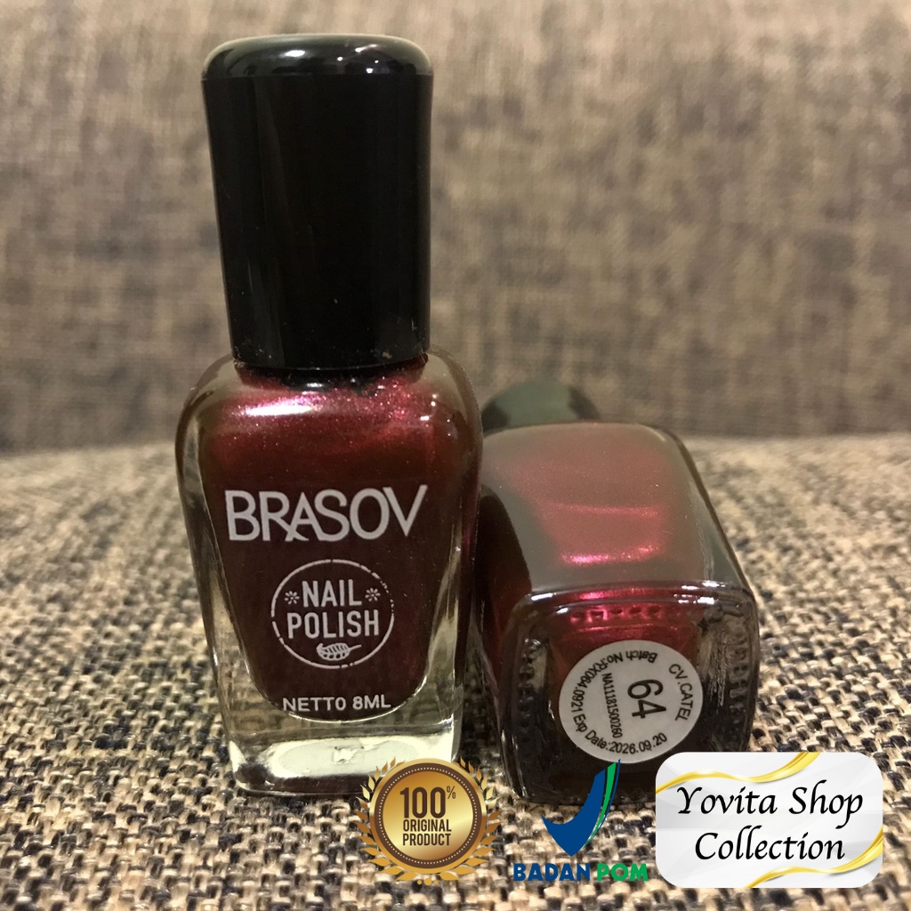 Jual Kutek Brasov Merah Maroon Metalik Halal Murah 8ml No 64 | Cat Kuku ...