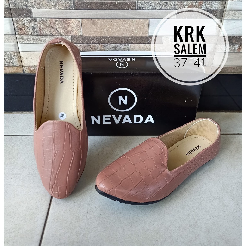 Jual sepatu flatshoes wanita bahan croco semi kulit buaya polos ringan | Shopee Indonesia