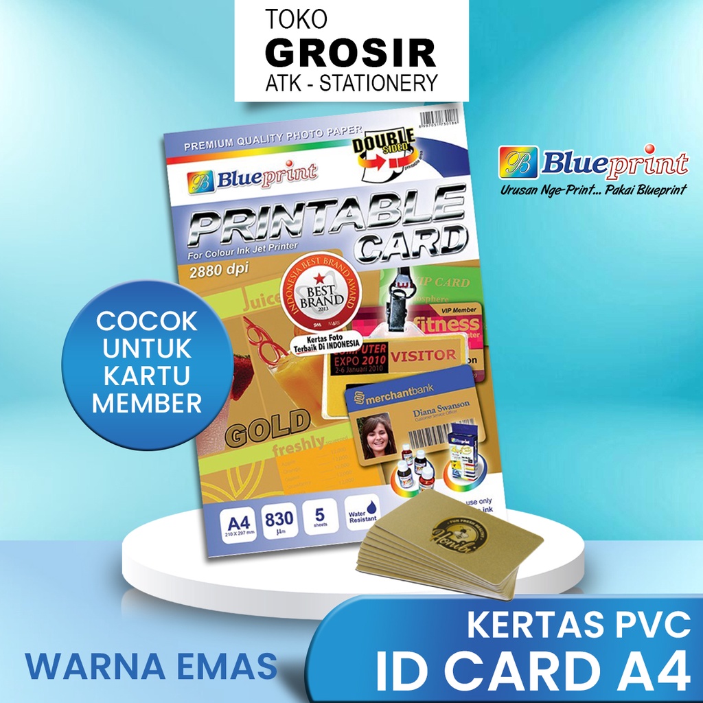 Jual ID Card Bahan GOLD SILVER Cetak id card sendiri Printable Card ...