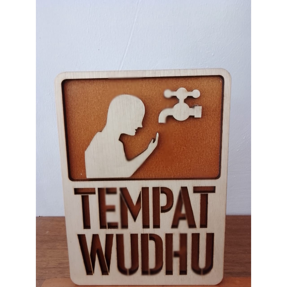 Jual PAPAN TANDA TEMPAT WUDHU -SIGN KAYU Laser Cutting | Shopee Indonesia