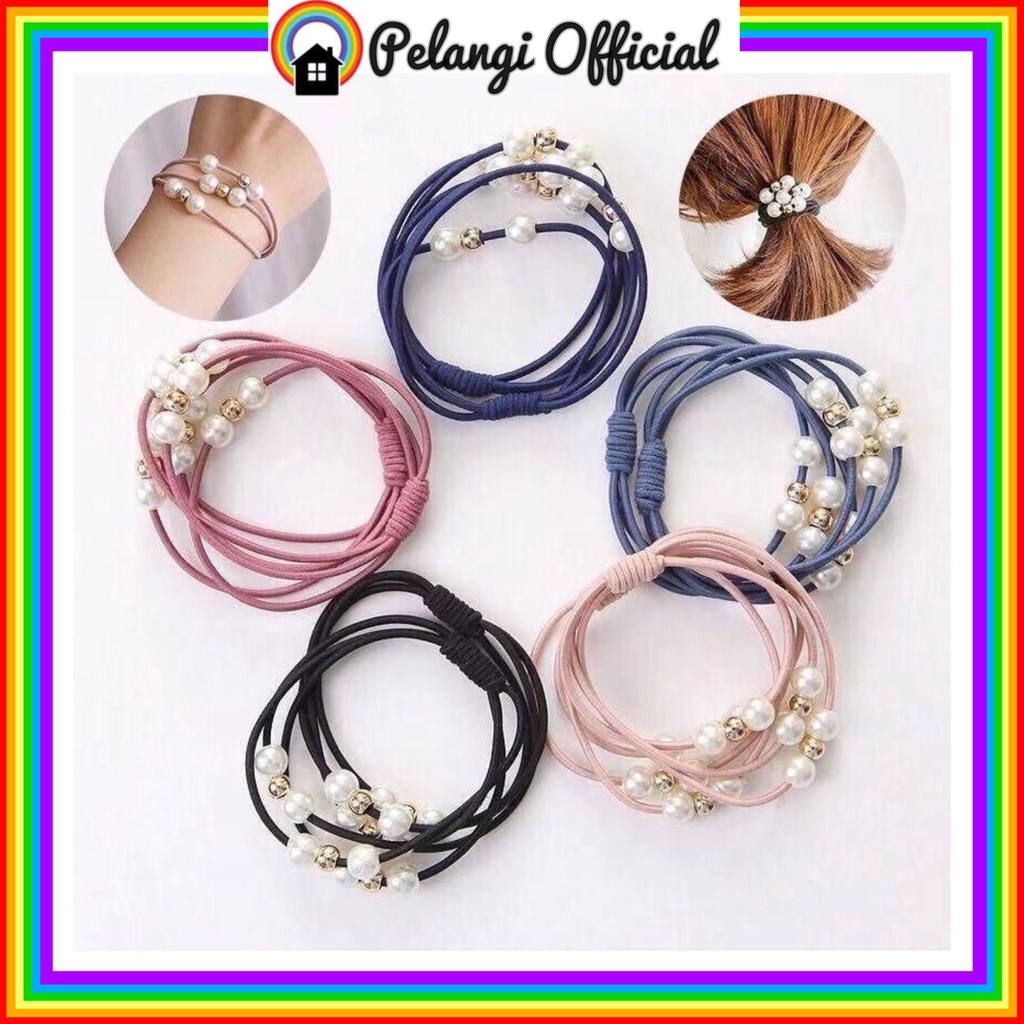 Jual 50 Ikat Rambut Karet Kuncir Mutiara Ala Korea Import | Shopee ...
