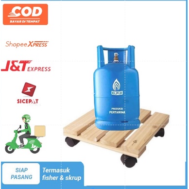 Jual Troli / Tatakan gas Roda Tabung Gas Elpiji Besi Bulat Plus Roda ...