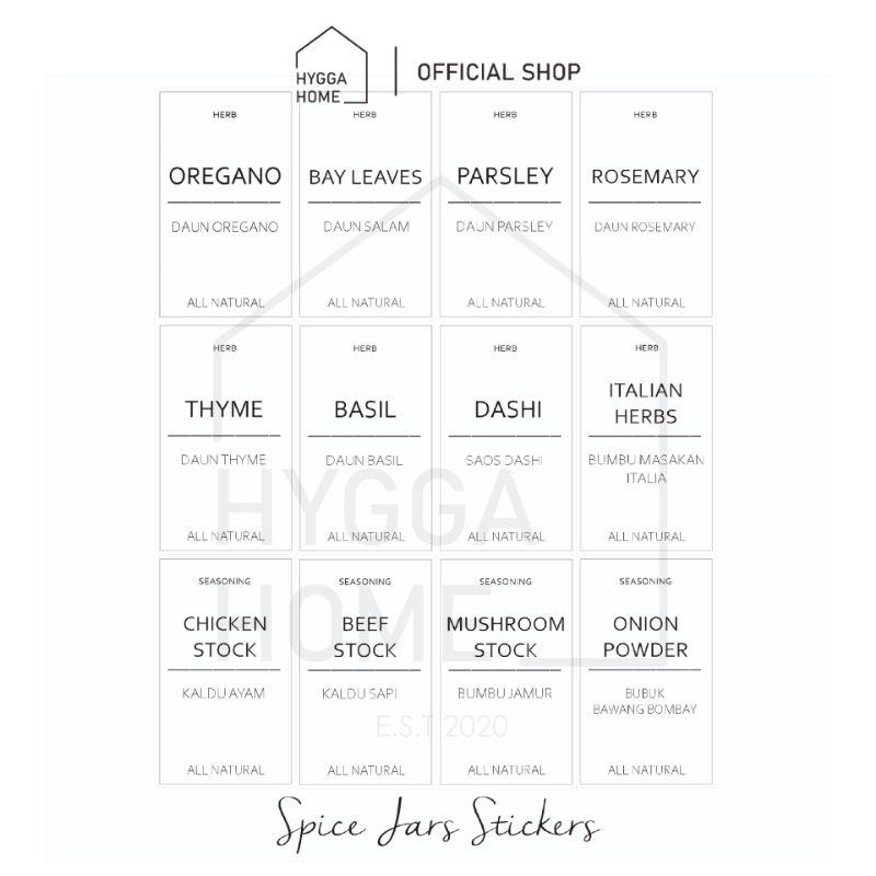 Jual Hygga Home Sticker Label Spice Jars/ Stiker Botol Bumbu Dapur Kaca ...