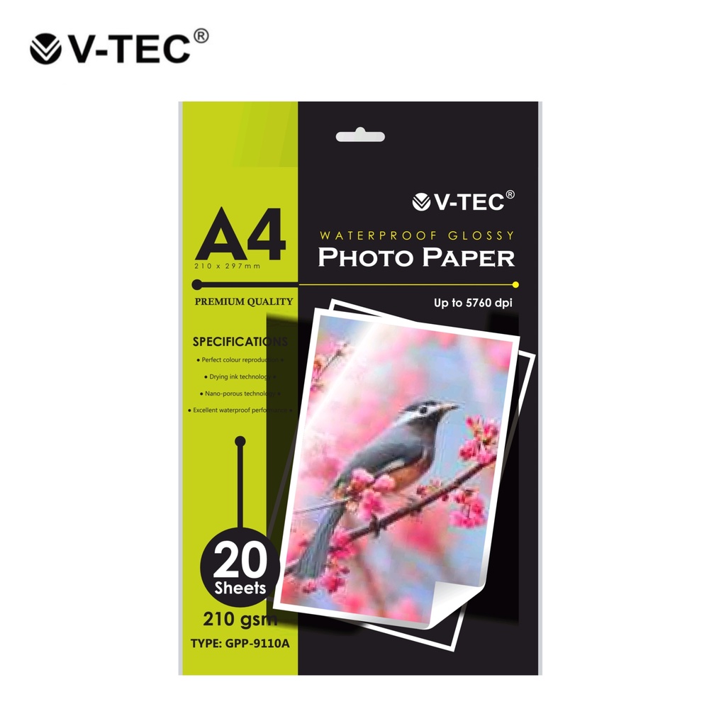 Jual Kertas Foto V-TEC A4 210g 20's GPP-9110 ( Glossy Photo Paper ...