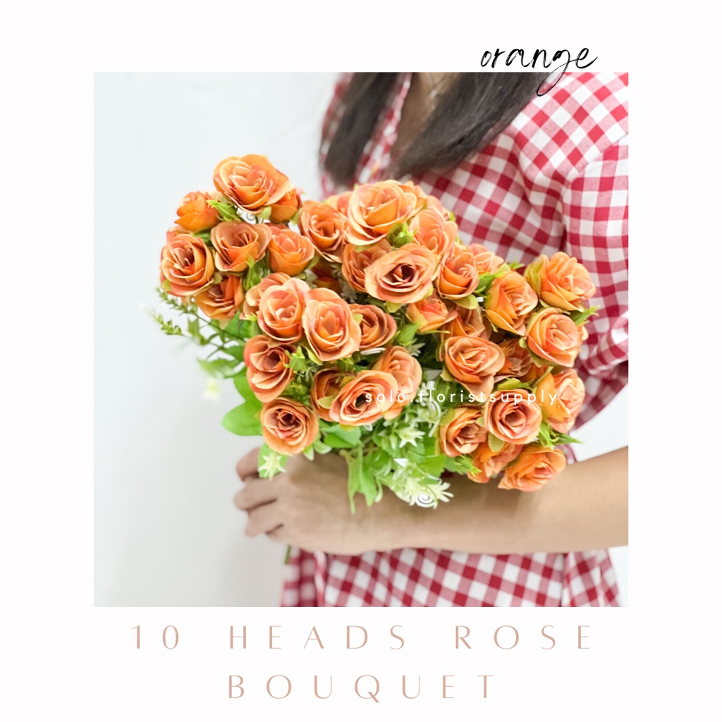 Jual 10 HEAD ROSE BOUQUET BUNGA MAWAR KECIL HIAS ARTIFICIAL PASTEL ROSE ...
