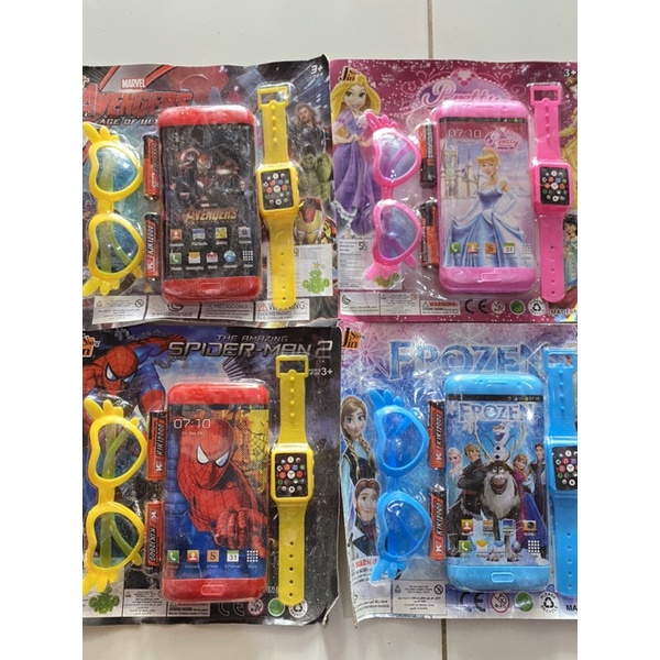 Jual (BISA COD) Mainan Anak Telfon Telfonan Hp Set Jam Kacamata Batrai ...
