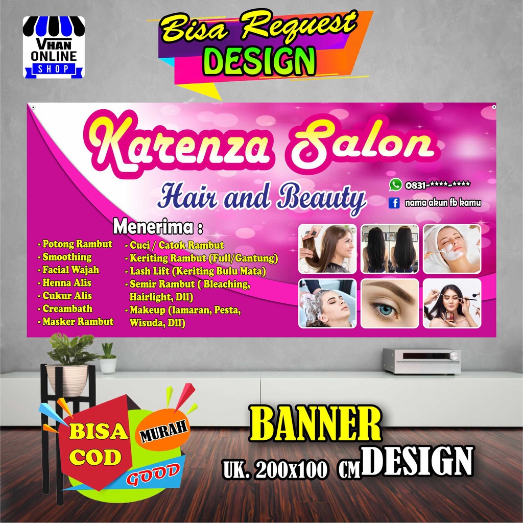 Jual Cetak Spanduk Banner Salon, Potong Rambut, Eyelash Keren, Murah ...