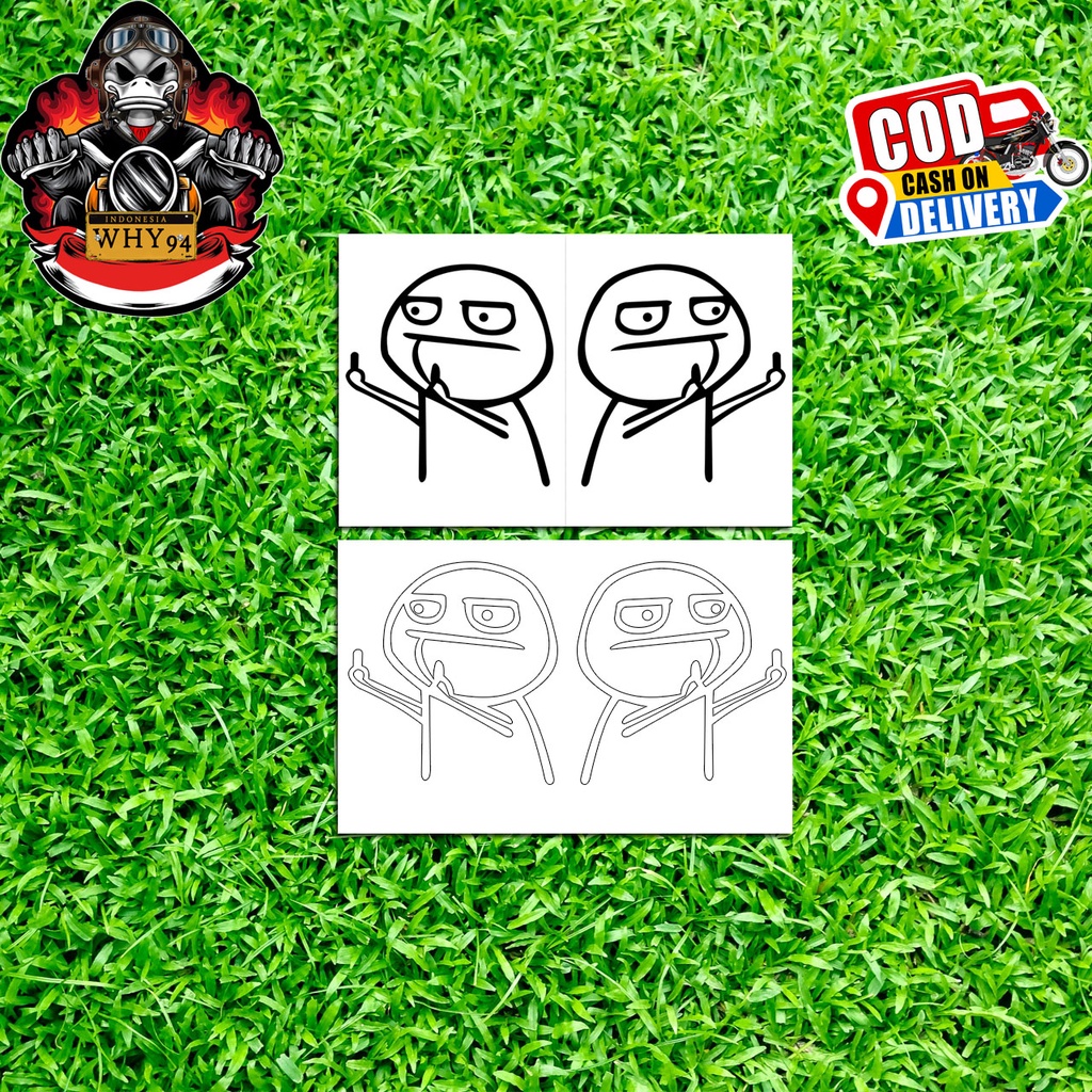 Jual STICKER CUTTING MEME FUCK tinggi 8cm, stiker mobil, stiker motor ...